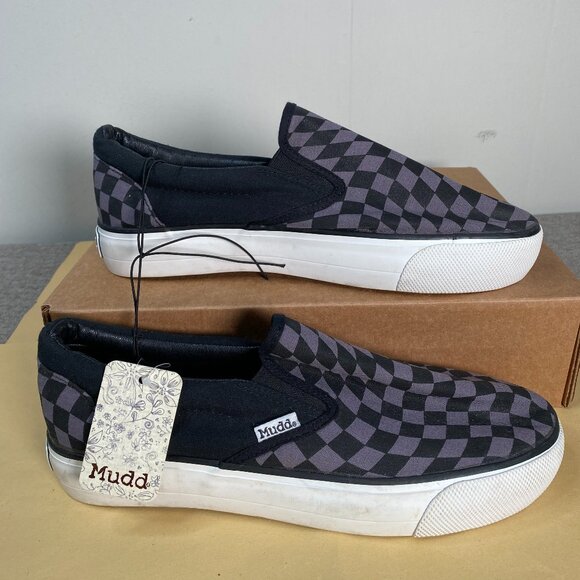 Mudd | Shoes | Mudd Plaid Slip On Shoes Womens 9 Purple Gray Checkered ...